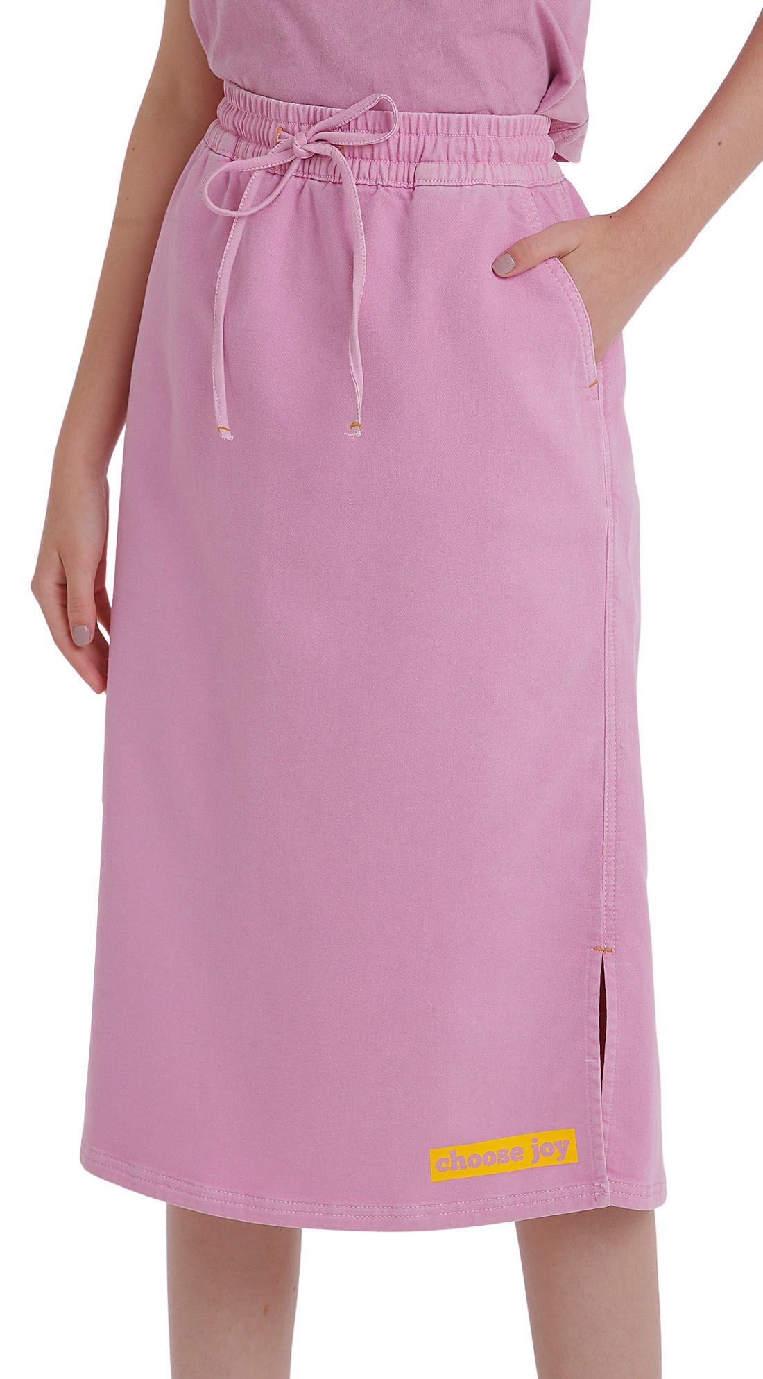 Saia Zinco Midi Reta Com Termocolante Lilás Rosa