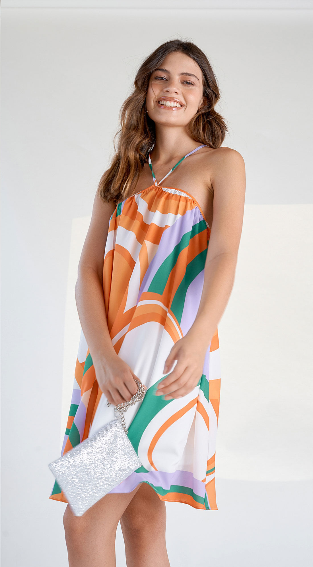 Vestido Zinco Curto Frente Única Com Franzido Laranja G